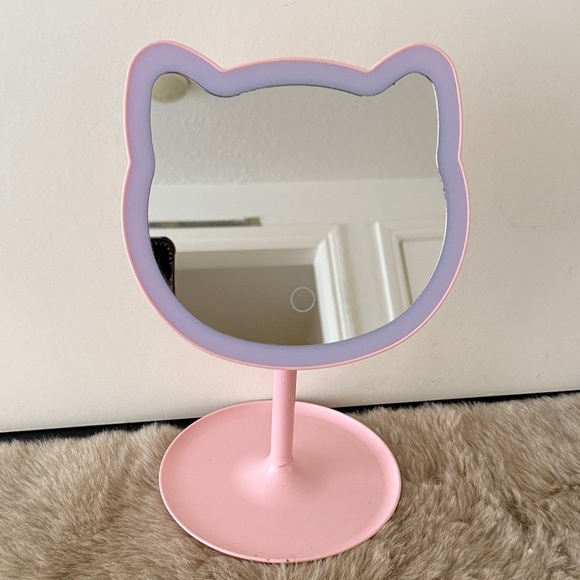Accessories | Pink Cat Shaped Makeup Mirror Modern With Led Lights ...